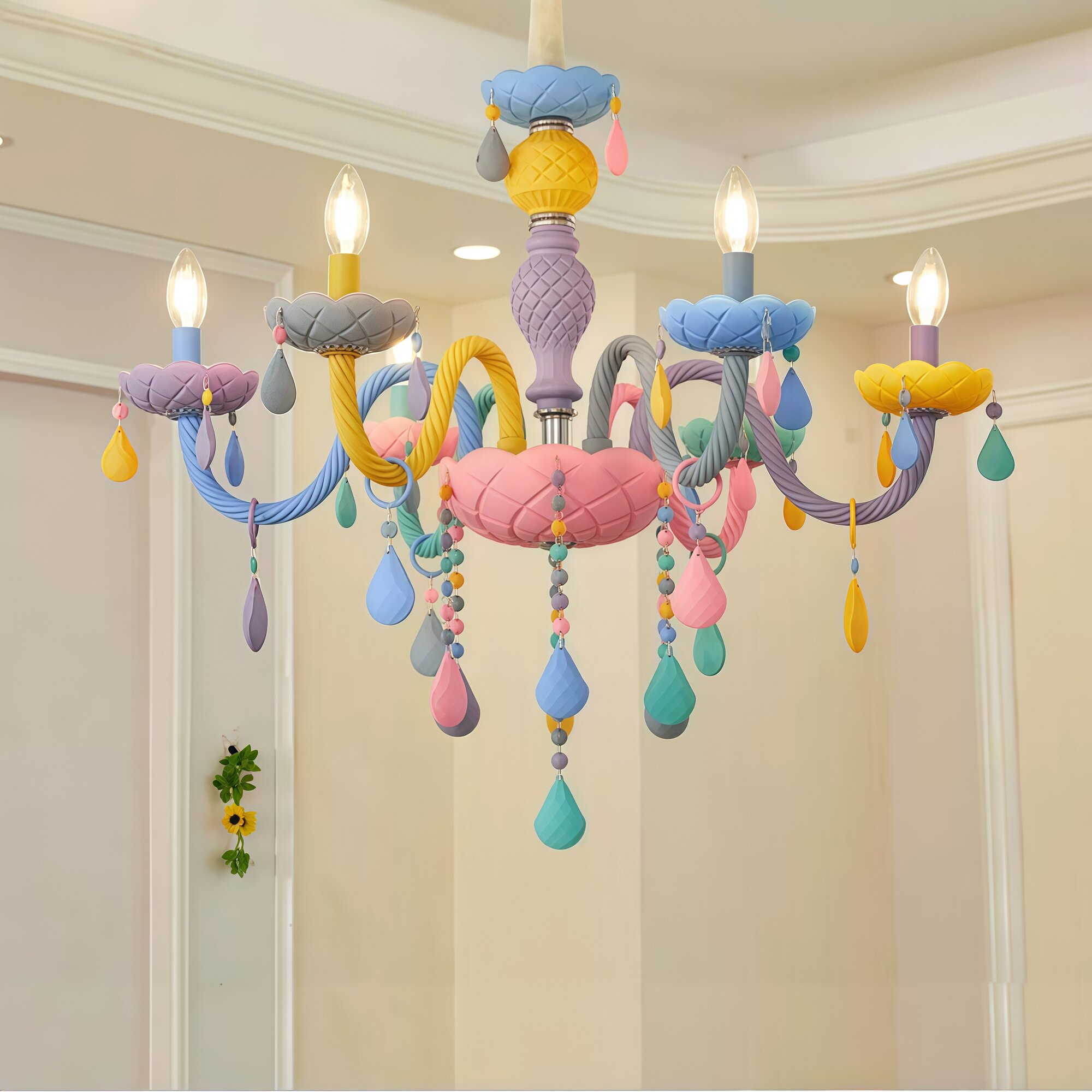 Люстра Clear Lighting "Rainbow", хрустальная, потолочная, детская комната，6 голов