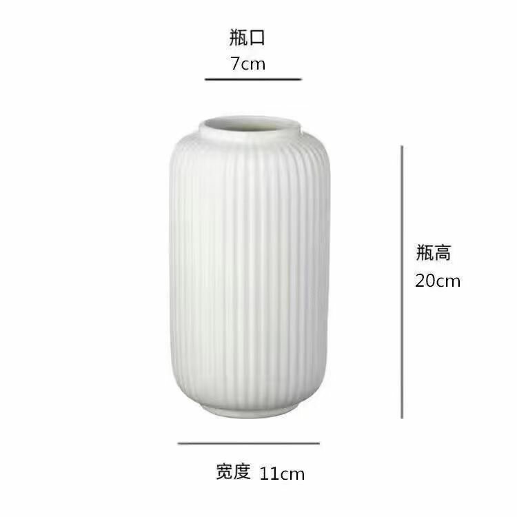 Белая вертикальная полосатая керамическая ручная работа цветочная новогодняя ваза, полосатая Yijia, внутренняя и внешняя глазурованная, простой орнамент, подходящий для гидропоники