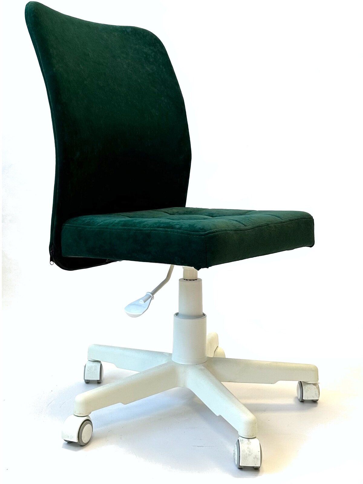 Детское компьютерное кресло белый пластик StylChairs Оскар, велюр зелёный