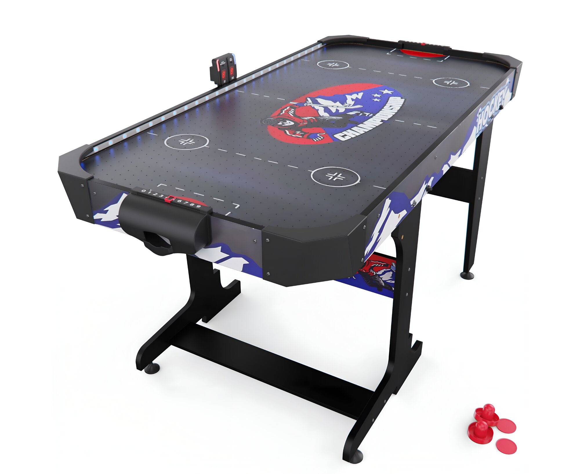 DFC Игровой стол – аэрохоккей с подсветкой DFC Championship 53" 135 х 65 см, складной, черный