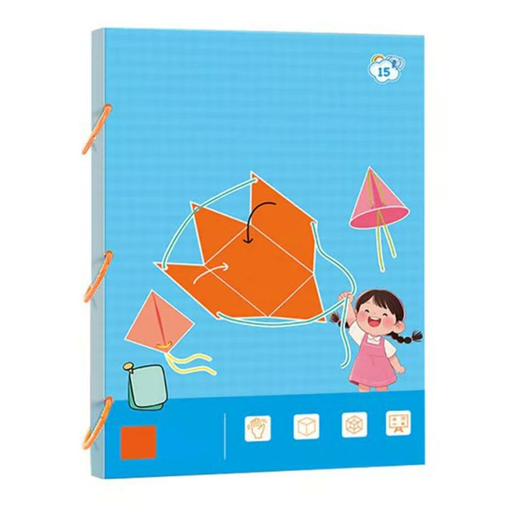 Pull String 3D Geometry Learning Book Thinking Training Toy Quiet Book Game Puzzle Book F1I9