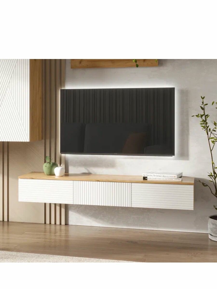 Полка косметическая Флэш1502х220х350 Дуб крафт/Браш Вайт, с выдвижными ящиками, МИФ
