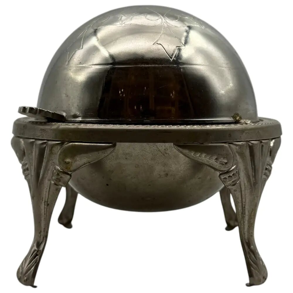 Икорница на ножках, с крышкой, розеткой, серебрение, 1890-1917 гг, Варшава, Российская Империя