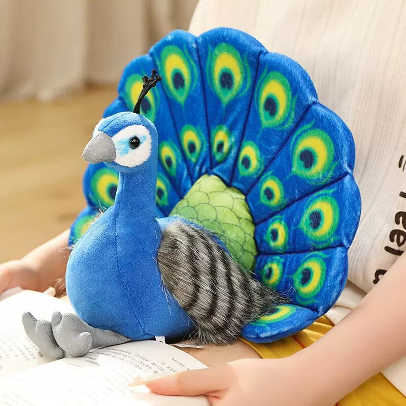 Blue-Peacock doll plush toy decorative ornaments children's gift bird doll 30*25cm