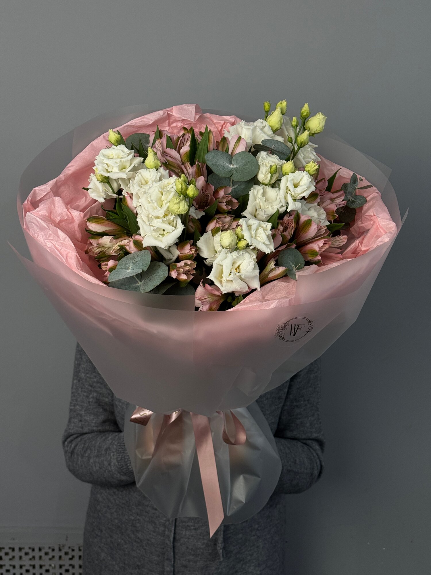 WEST FLORA Невесомая грация: букет из эустомы, альстромерии и эвкалипта – купить с доставкой