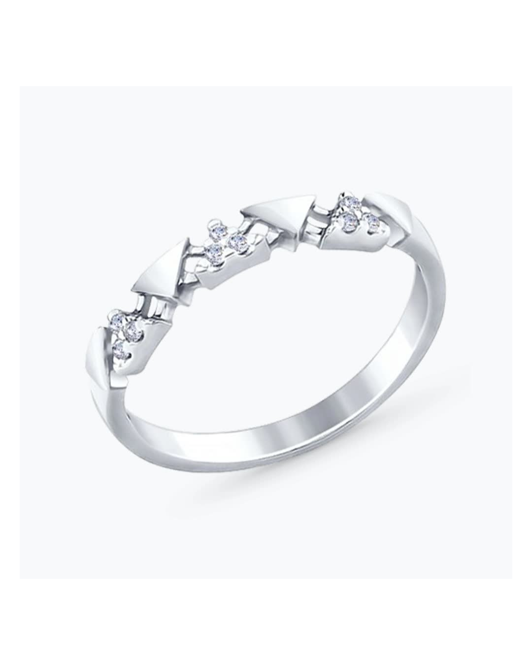 Кольцо тонкое, серебро, 925 проба, родирование, фианит