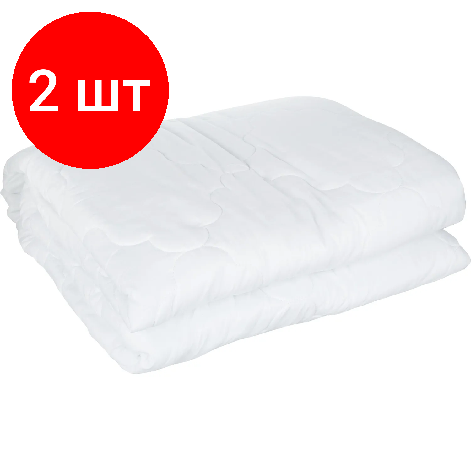 Комплект 2 штук, Одеяло Luscan 172х205 стег, кант, 300-350гр/м2 (холлофайбер/микрофибра), бел