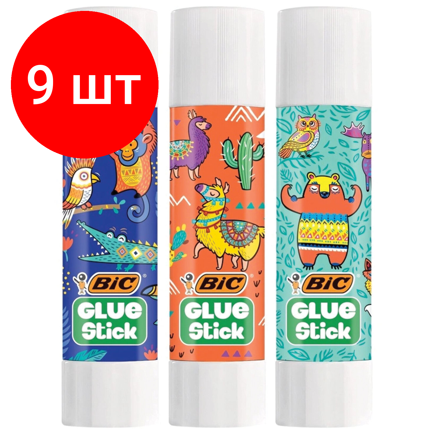 Комплект 9 шт, Клей-карандаш BIC "ECOlutions" 8 г, обесцвечивающийся после высыхания 514784