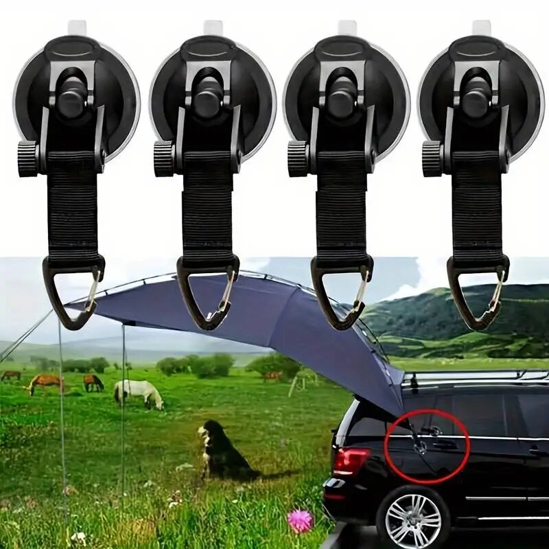 4 шт. универсальный автомобильный якорь на присоске, крепежный крюк, крепежный брезент для кемпинга, боковой тент для автомобиля, аксессуары для автодомов, фургонов