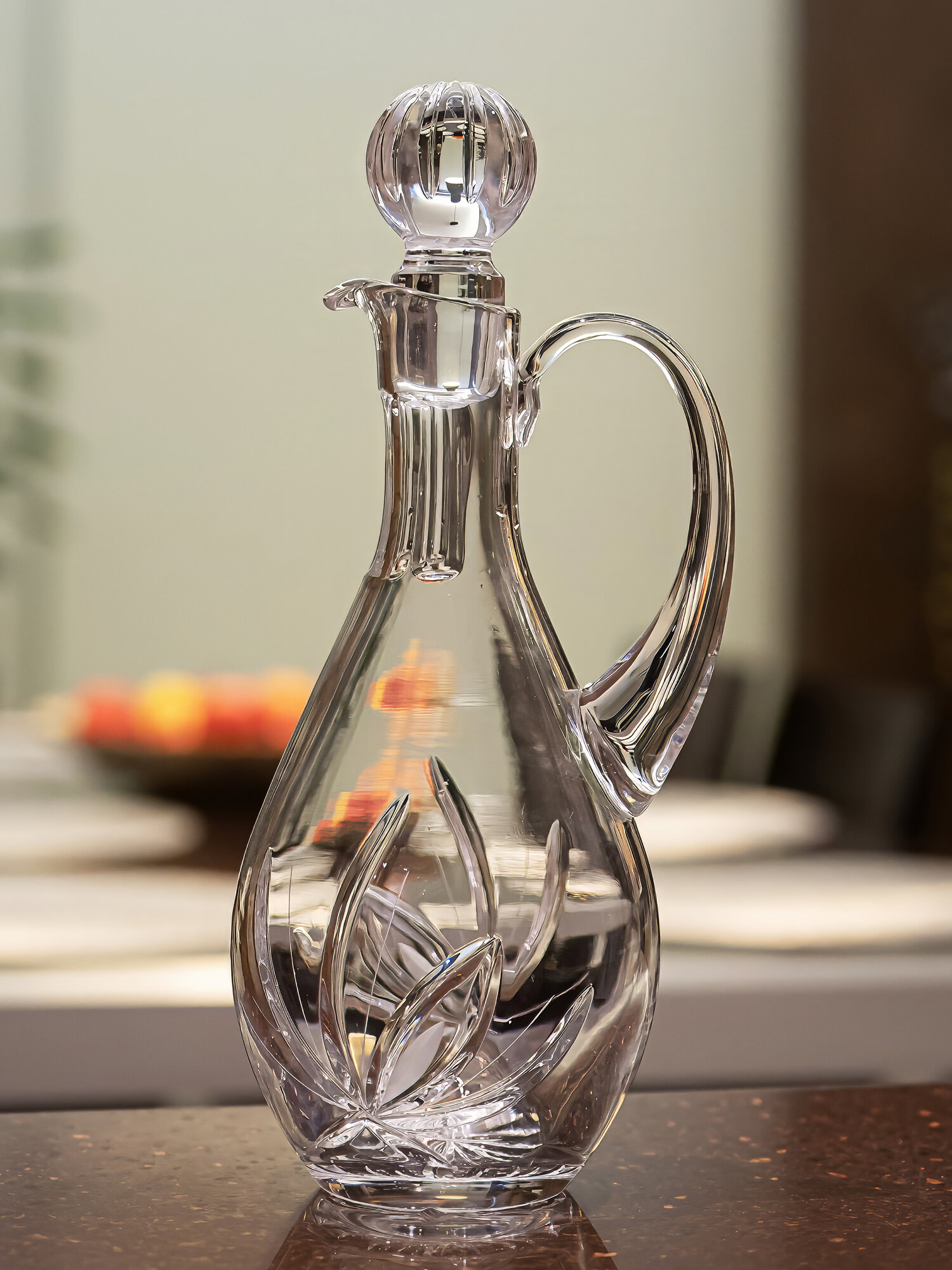Хрустальный графин с ручкой 0,5 л высота 22.4 см диаметр 10.4 см, Неман 900/43, 6207/0,5л