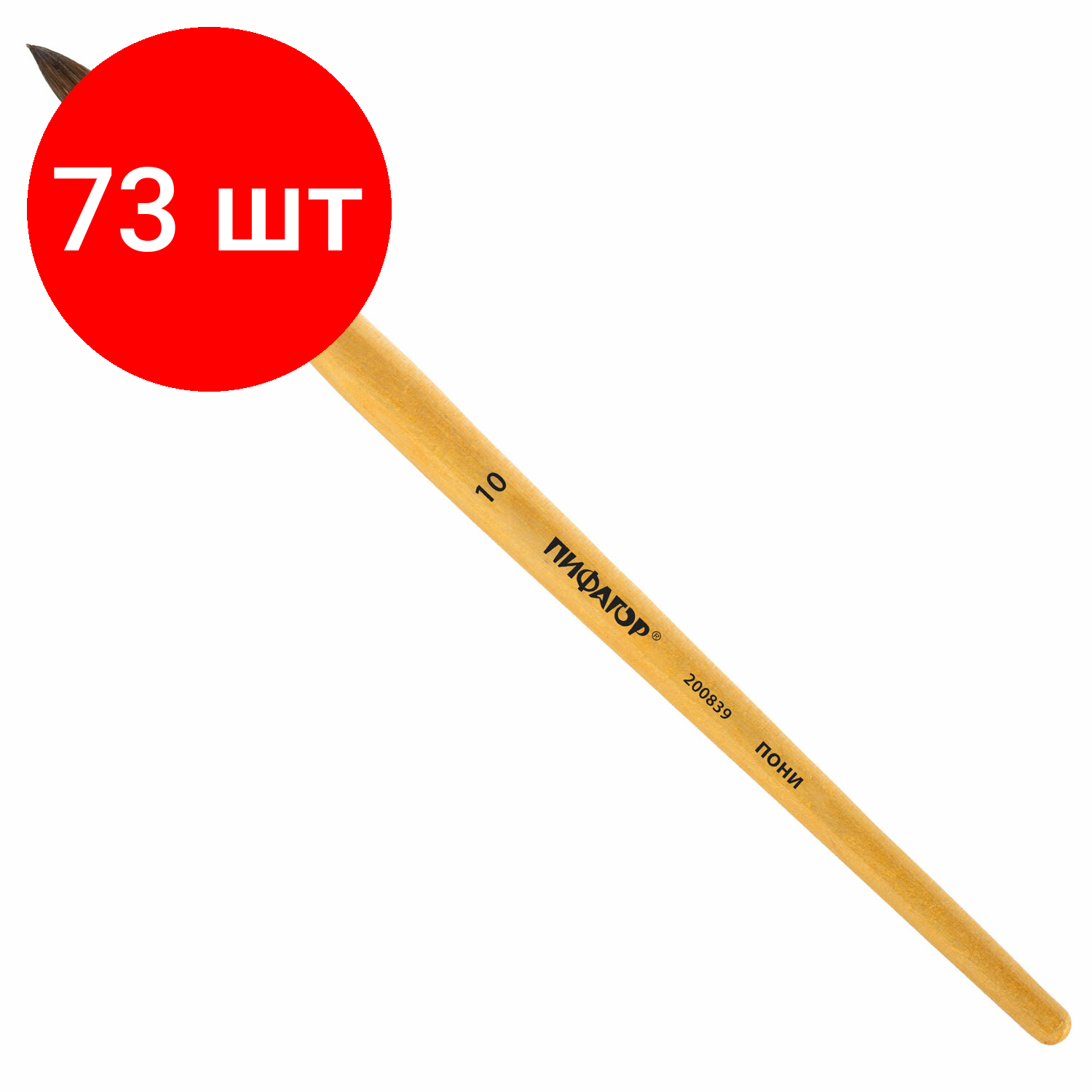Комплект 73 шт, Кисть пифагор, пони, круглая, № 10, 200839
