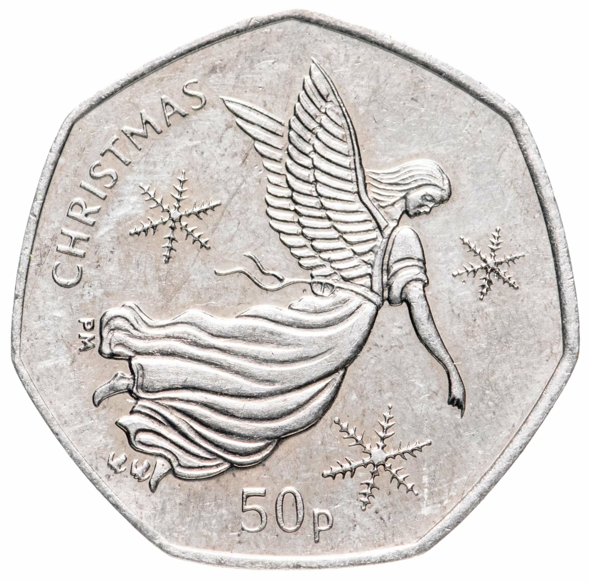 Остров Мэн 50 пенсов pence 2012 "Рождество", Мельхиор медь-никель, в сохранности AU-UNC