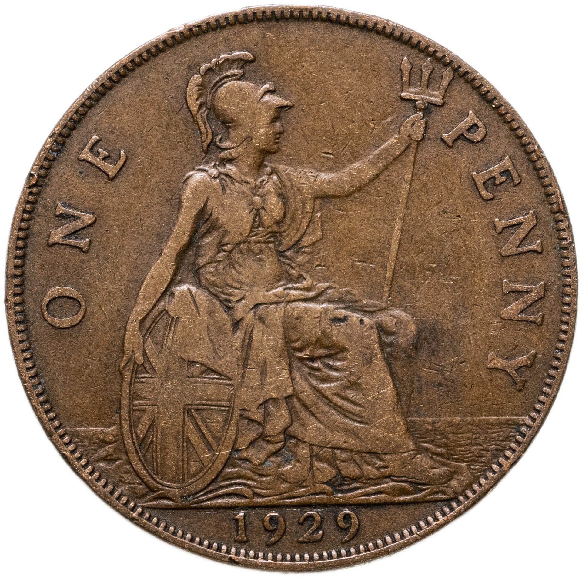 Великобритания 1 пенни penny 1929, Бронза, в сохранности VF-XF