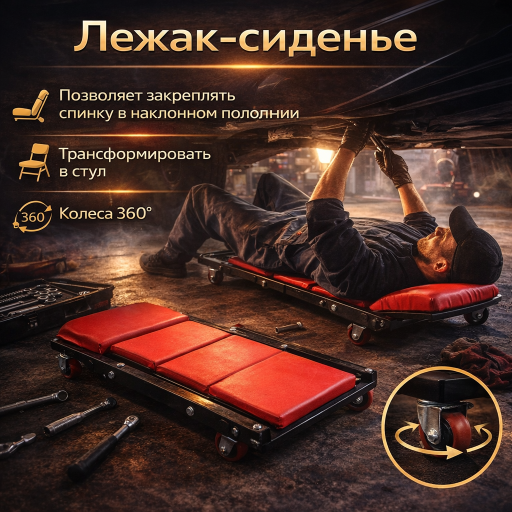 Лежак подкатной GREAT WOLF GWA117A