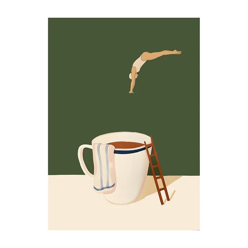 Абстрактный принт на холсте Coffee Club, 40x60см, цвет B, Unframed