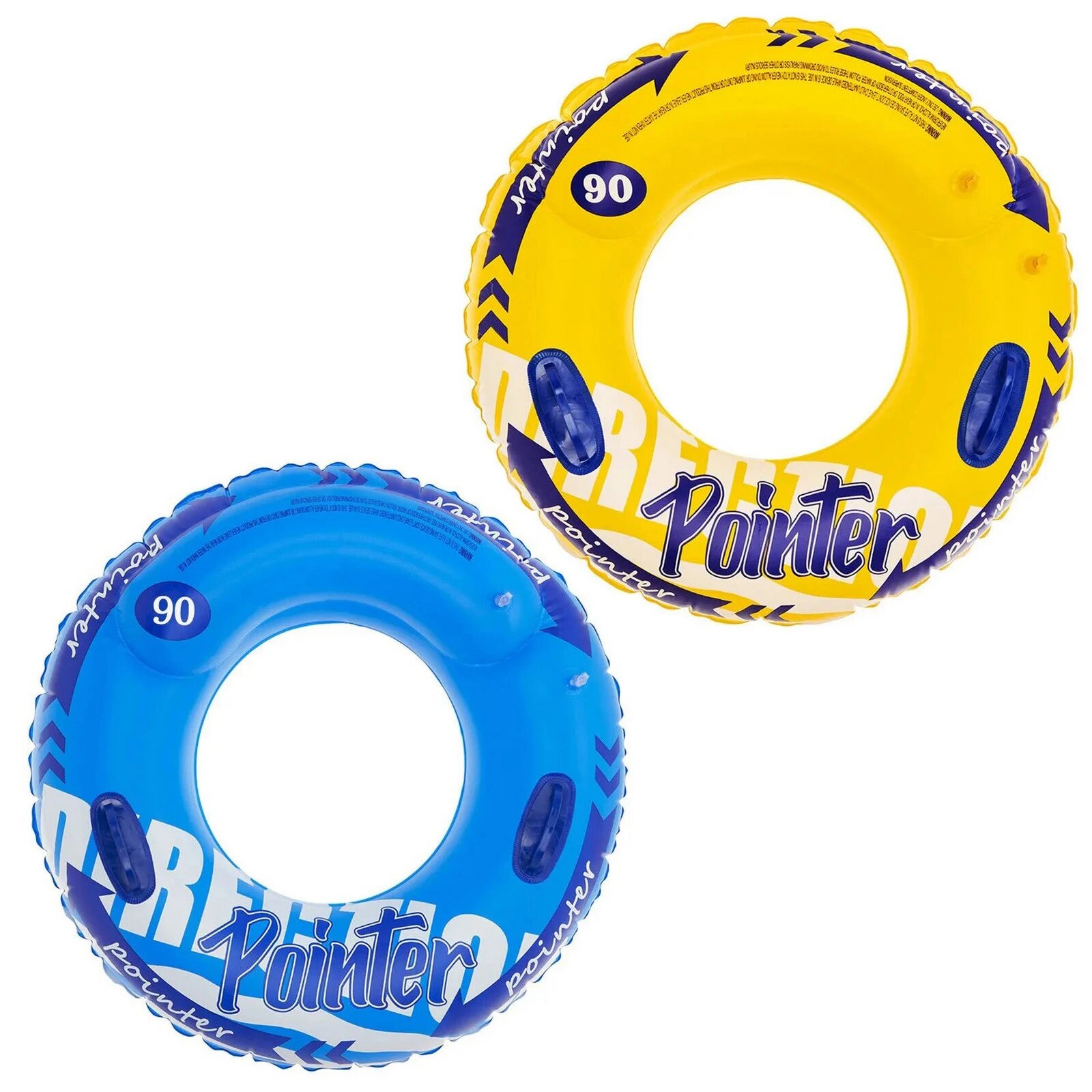 Круг надувной для плавания "Pointer" с ручками, 90 см, разноцветный принт (желтый/синий)