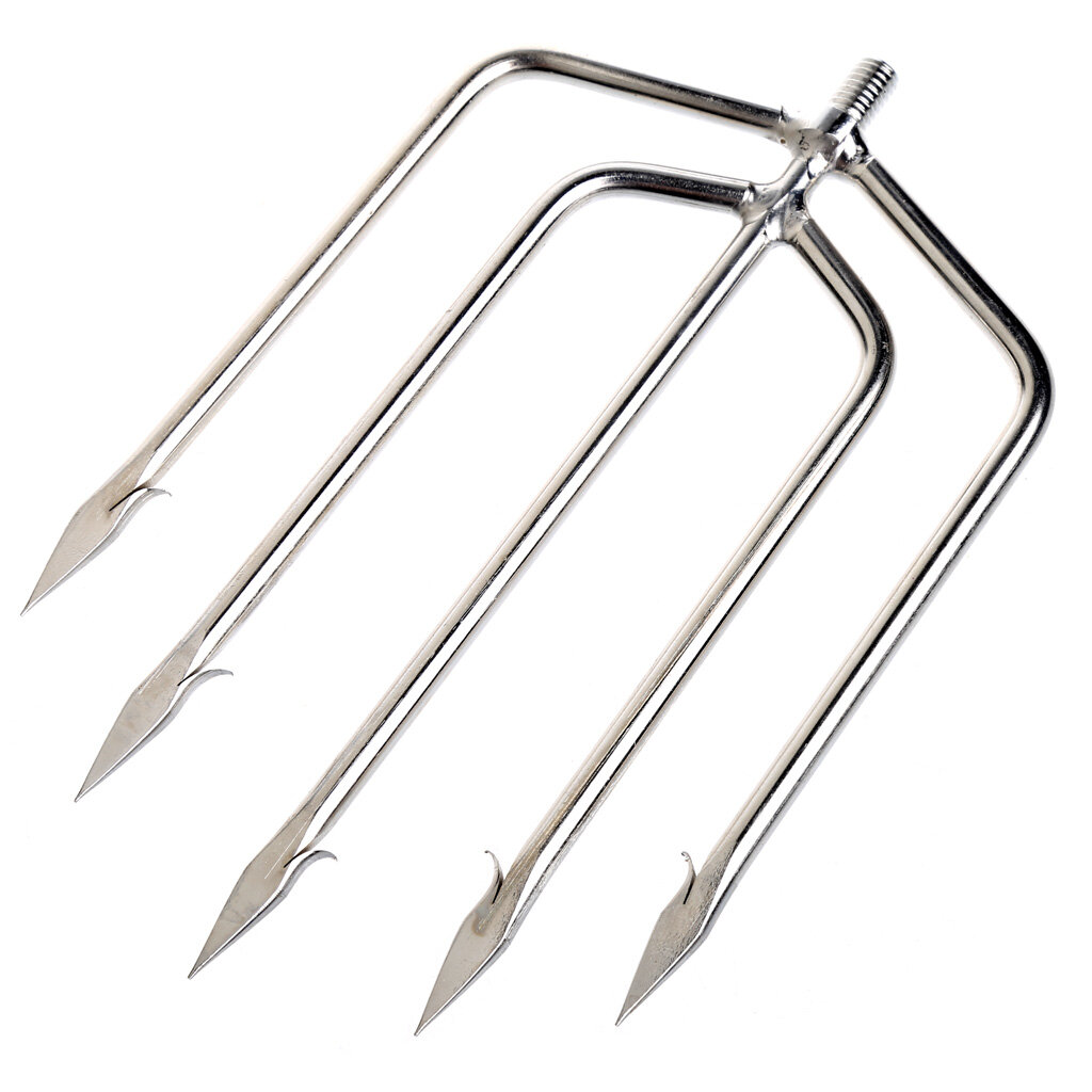 Рыболовная вилка для ловли рыбы с зазубренным гарпуном с небольшой плоской головкой и 5 зубьями