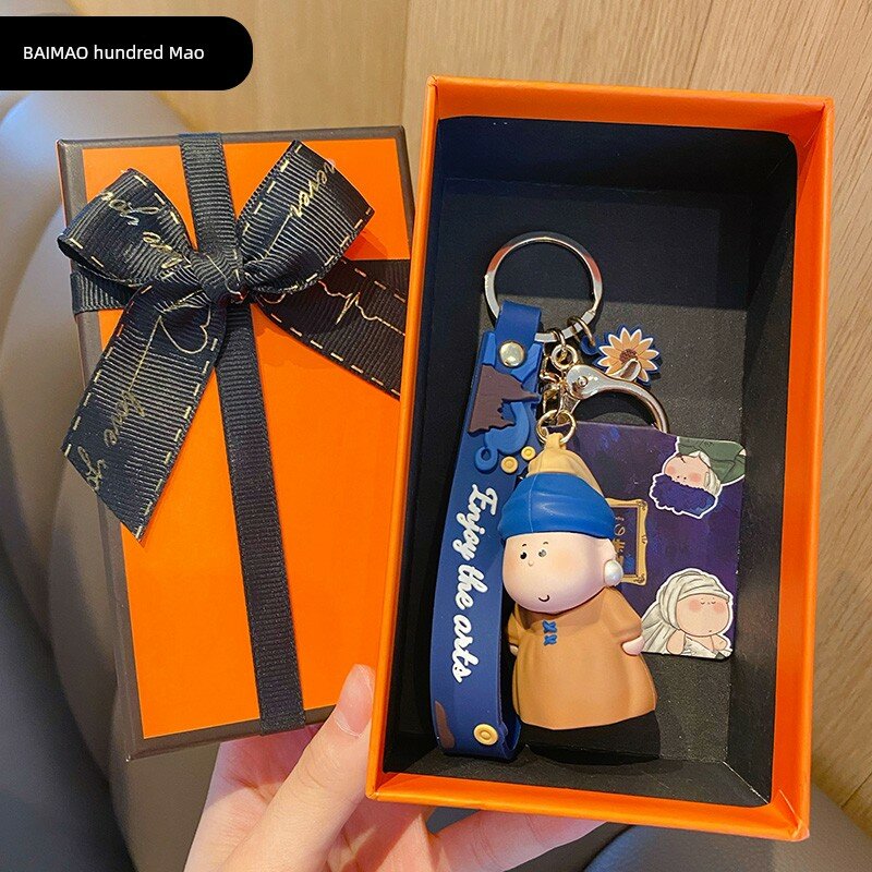 Оригинальный брелок-полумесяц для женщин, изысканный кулон в виде Монны Лизы для ключей от машины, аксессуар для