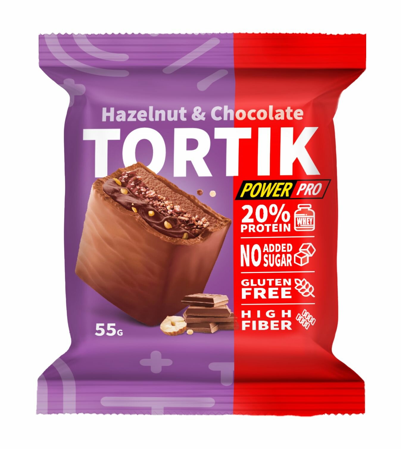 Пирожное протеиновое без сахара "Фундук и шоколад". TORTIK. 0,055кг.