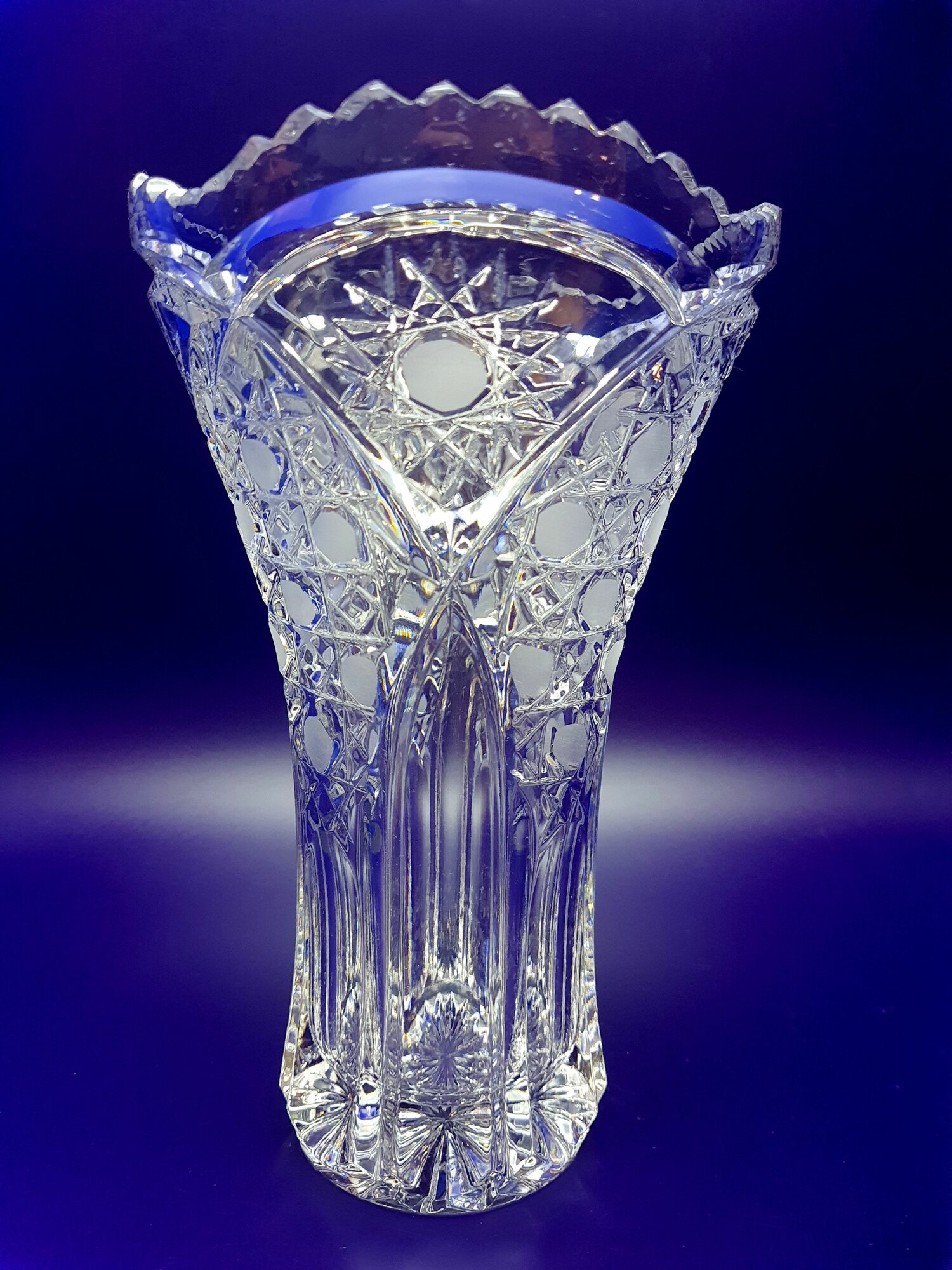 Винтажная хрустальная ваза интерьерная, 22 см, СССР, 1970-1980 гг