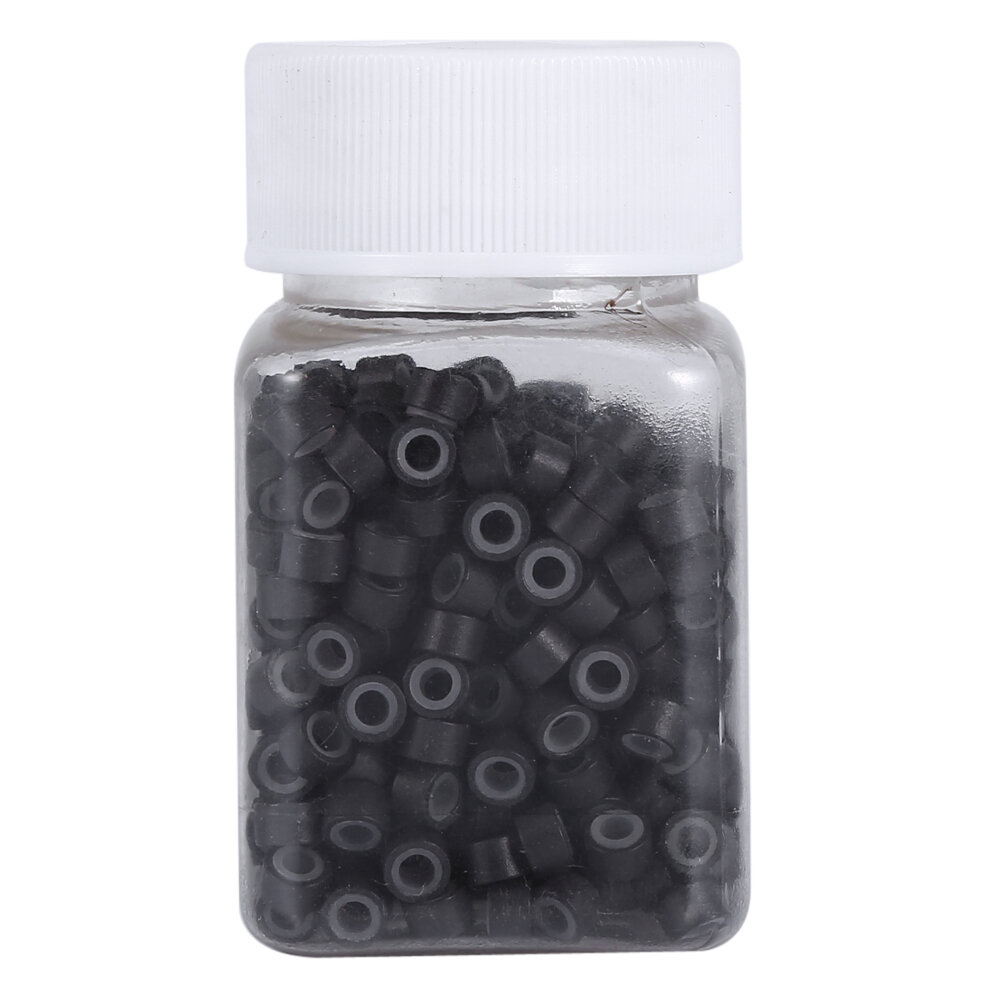 500pcs/Bottle Silicon Linting Linting Micro Loop Cring Links для удлинения человеческих волос с перьями (темно -коричневый)