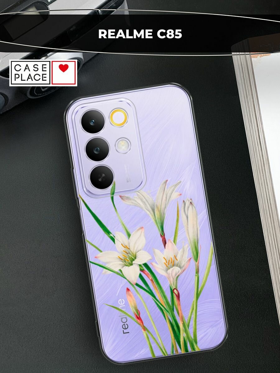 Чехол на Realme C85 / Реалми C85 с принтом White lily, прозрачный