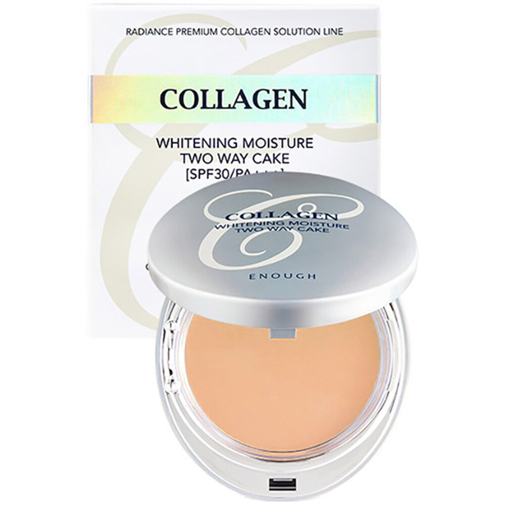 ENOUGH Пудра компактная для лица ENOUGH COLLAGEN WHITENING MOISTURE TWO-WAY CAKE SPF 28 PA++ со сменным блоком тон 21
