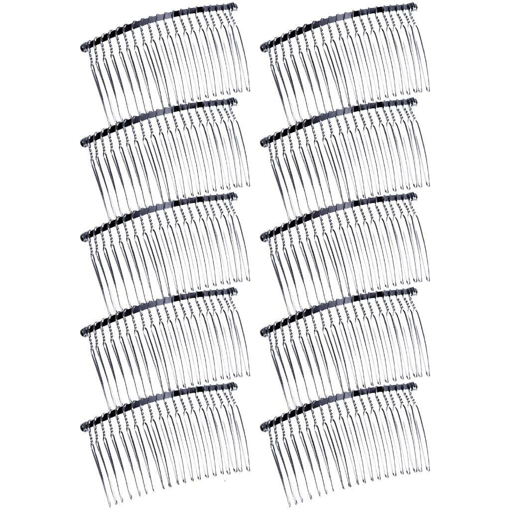 Женские зажимы-гребни для волос, 10 шт, Серебро