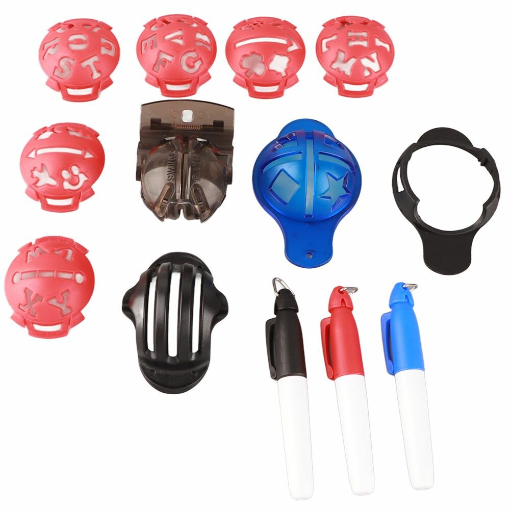 Набор для маркировки мячей 12 шт. с шаблонами и маркерами для гольфа