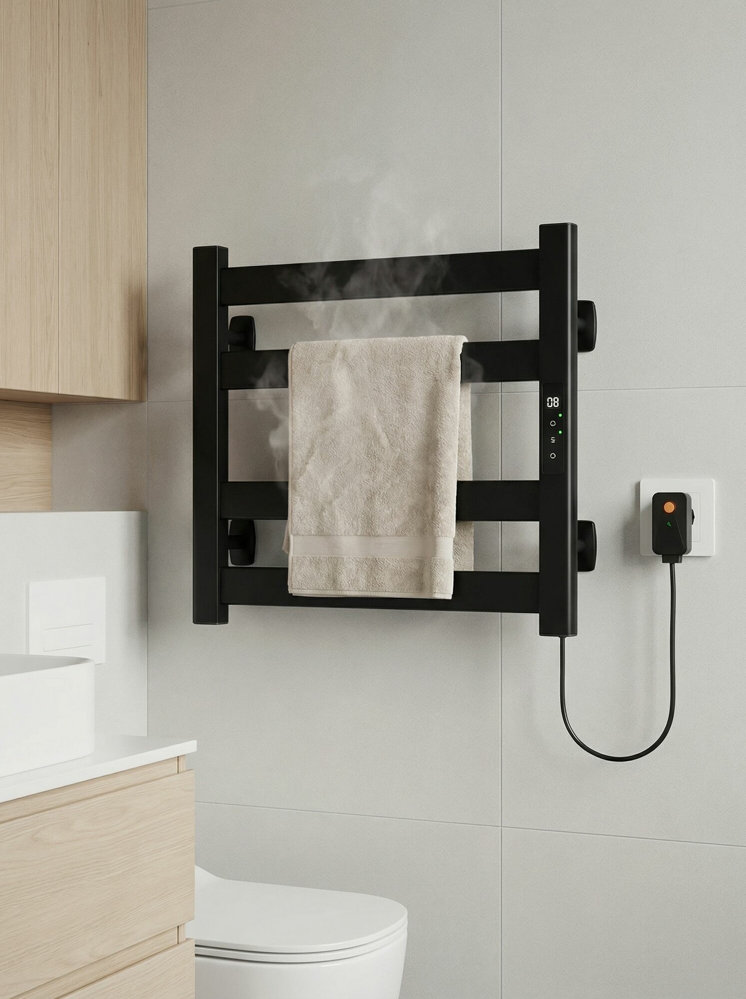 НИЗ Полотенцесушитель Электрический 480мм 380мм форма Лесенка