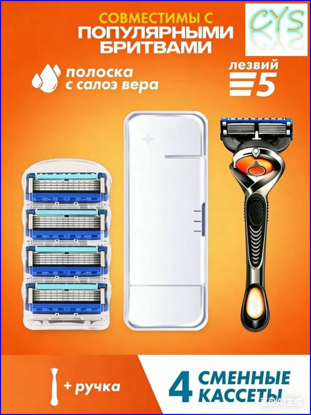 Набор для бритья/бритва + 4 сменная лезвие/дорожная бритва для мужчин