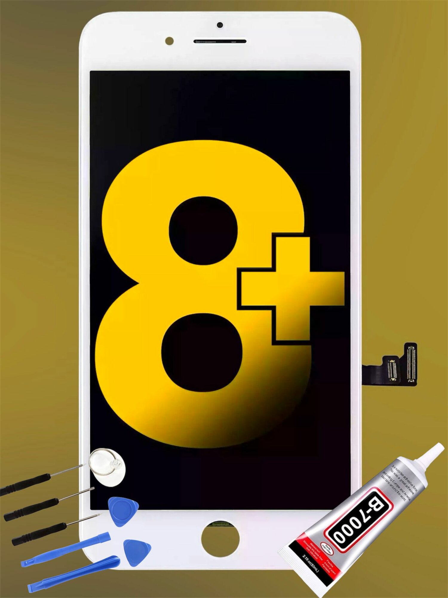 Дисплей для iPhone 8 Plus белый с тачскрином + клей