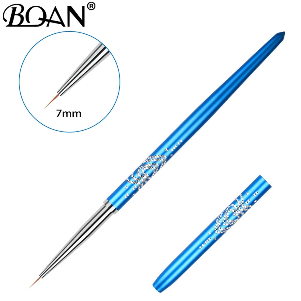 Кисть для дизайна ногтей BQAN 7mm, синяя