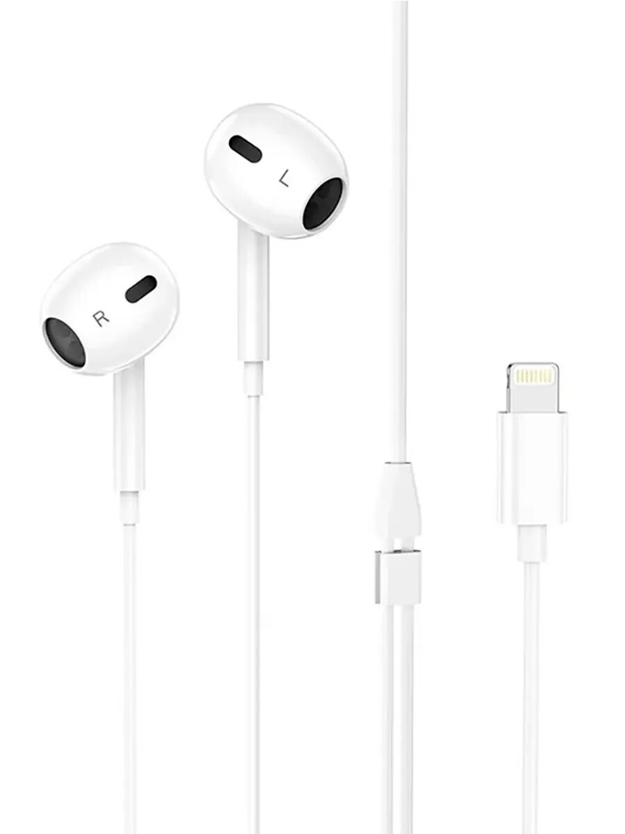 Наушники проводные с микрофоном Hoco M1 Max, Lightning, цвет белый