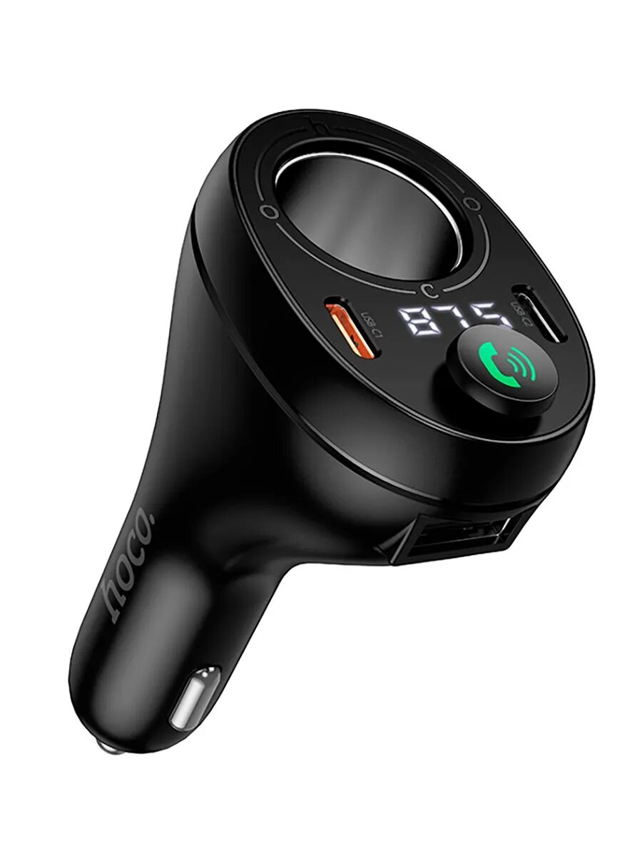 Адаптер Bluetooth в авто Hoco E88 35W (2C, AUX 3.5-3.5) с микрофоном, черный / Ресивер блютуз-AUX проигрыватель