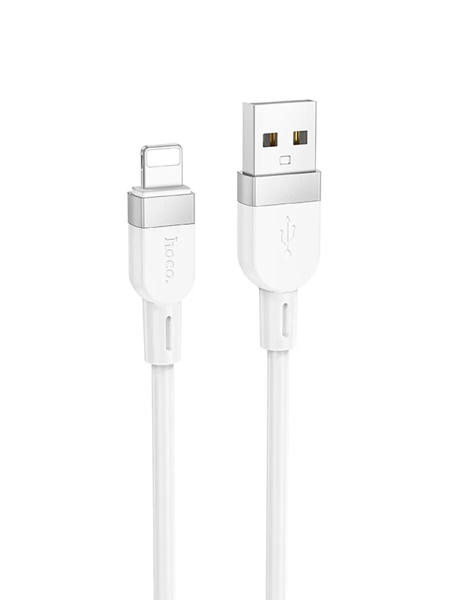 Кабель Hoco X109 USB to Lightning силиконовый, 2.4А, 1 метр, белый (для iPhone 14, 13, 12, 11 и ранее)