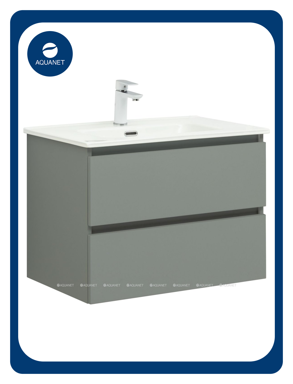 Тумба для ванной Aquanet Вега 2.0 70 см, мисти грин, под раковину, напольная, с ящиками, влагостойкая