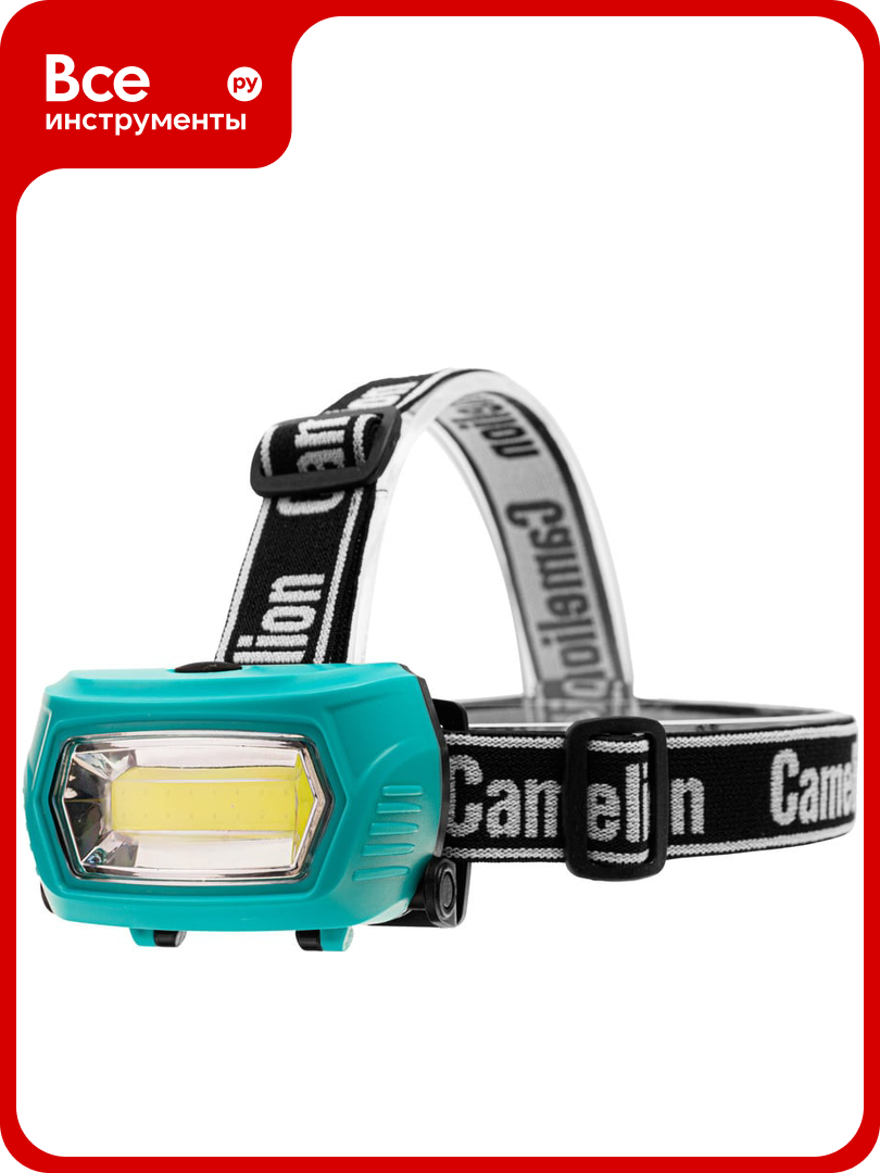 Фонарь налобный аккум Camelion LED53410 3,7В, зелен, COB, 3 Вт, 3 реж, 3 x AAA, Type-C, бокс 15761