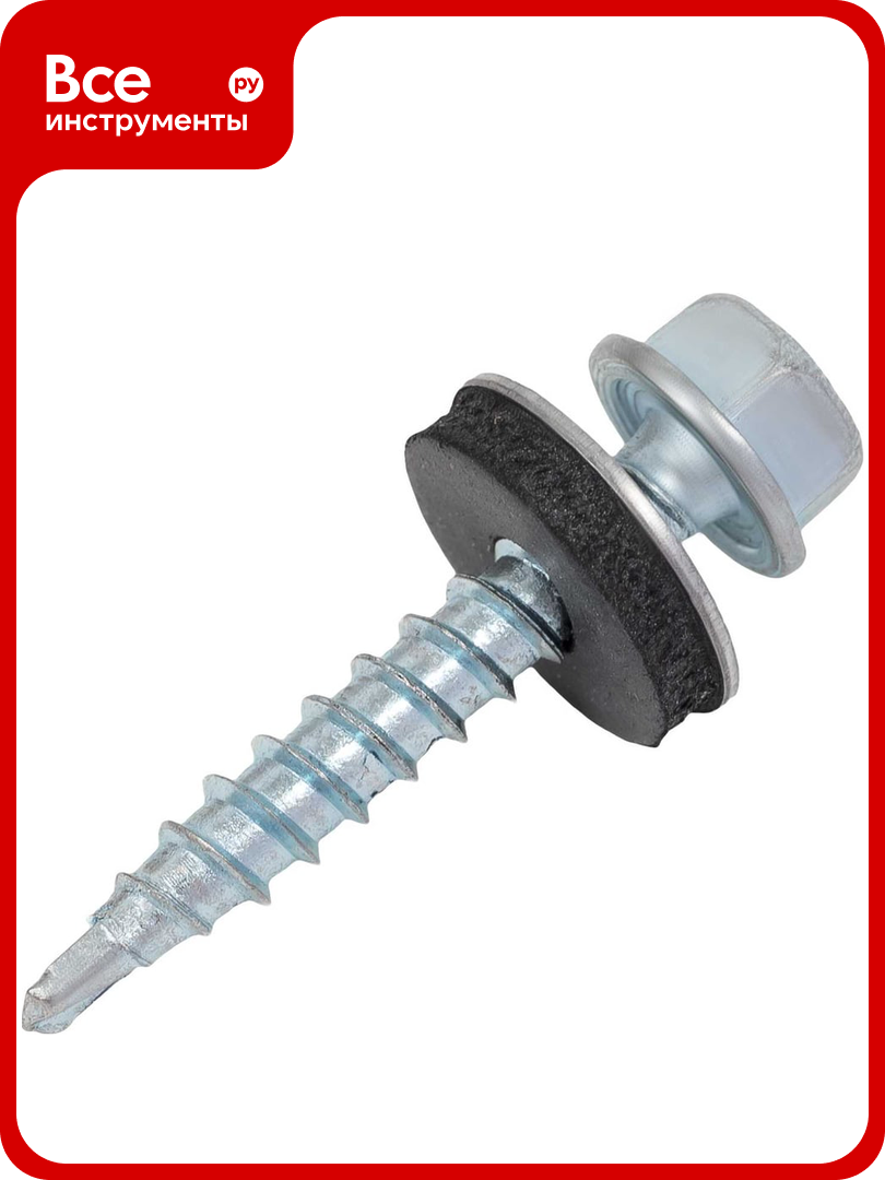 Кровельный саморез цинк 4,8x28 сверло 60 шт Gigant G-124122 оцинкованный стальной шестигранный саморез с пресс‑шайбой