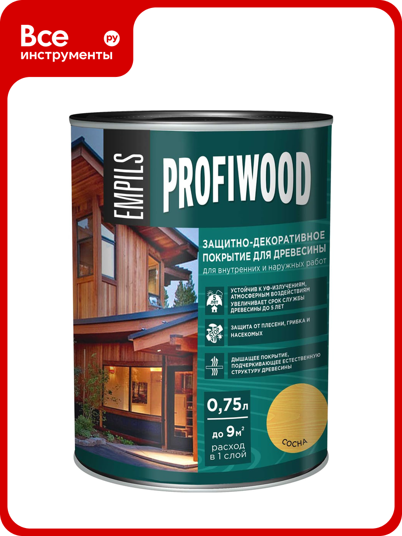 Защитно-декоративное покрытие для древесины PROFIWOOD (сосна; 0.75 л; 0.7 кг) 72619