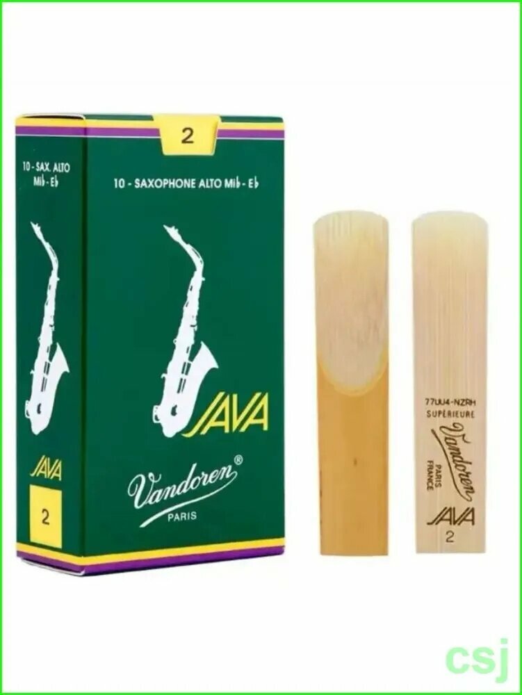 Трости для альт-саксофана JAVA 2.0 (10 шт) зеленая коробка, для джаза, мягкие