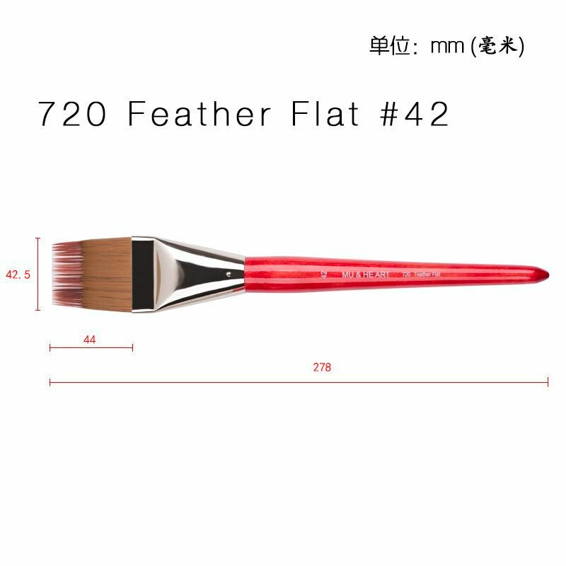 Нейлоновые щетинки, имитирующие перья, двухслойная плоская мягкая кисть для гуаши, акварели и традиционной китайской живописи, натуральная текстура 720F.