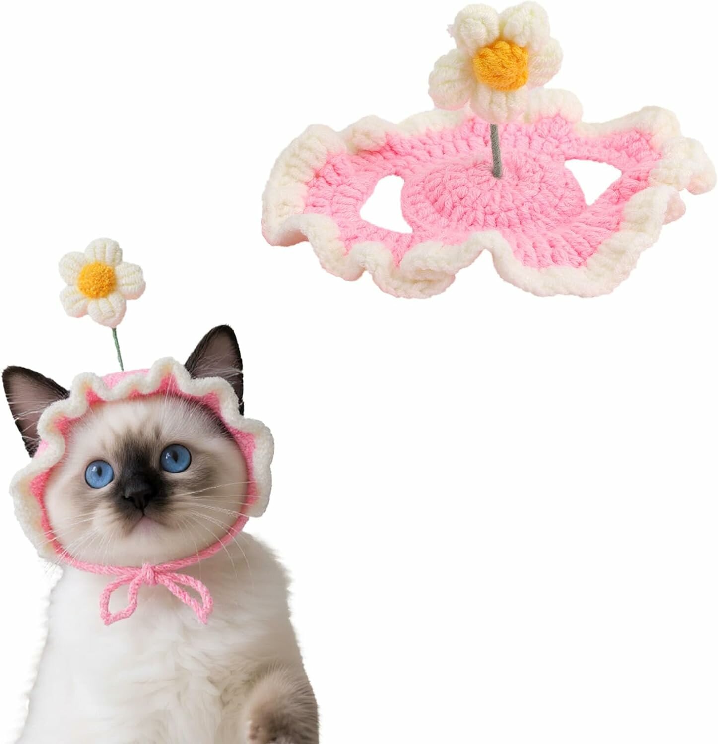 Цветочная Шапочка Для Кошки: Мягкая Вязаная с Эластичной Посадкой Костюм Для Кошки - Идеальная Для Праздничных Фото Универсальная Шапочка Для Питомца For Хэллоуин И Новогодние Вечеринки