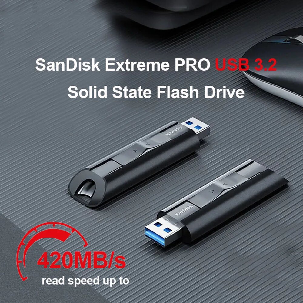 Флеш-накопитель SanDisk Extreme PRO USB 3.2 — 128 ГБ/256 ГБ/512 ГБ/1 ТБ, Сверхбыстрый, 256GB