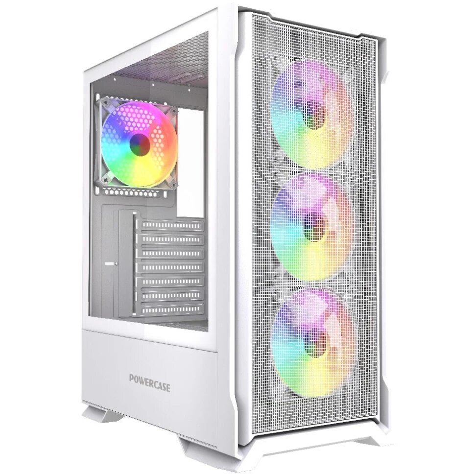 Корпус Powercase Mistral AZ4W ARGB (CMAZW-A4), Tempered Glass, 4x 120mm ARGB Fans, белый, ATX