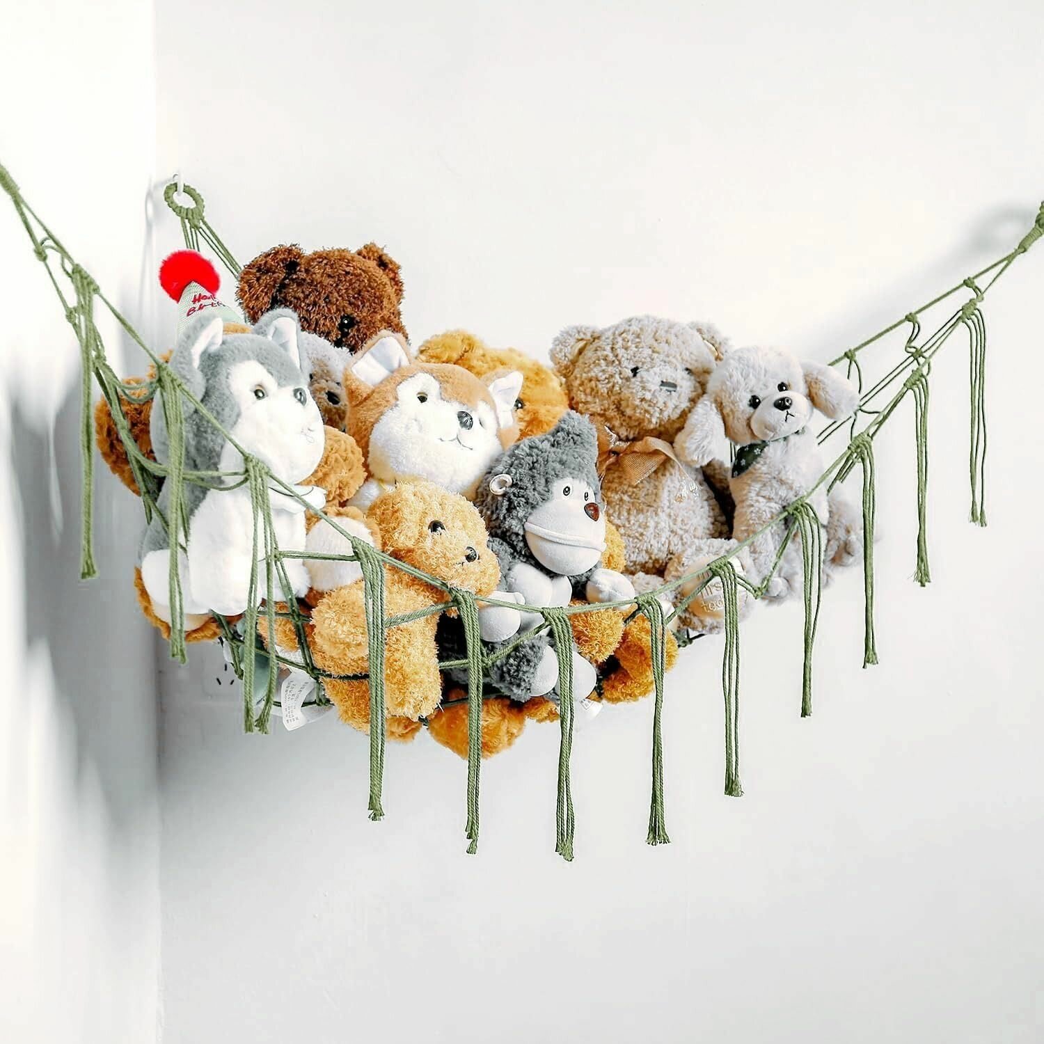 Сетка-гамак угловой / органайзер для хранения игрушек 150 см, ширина 100см, высота 100 см