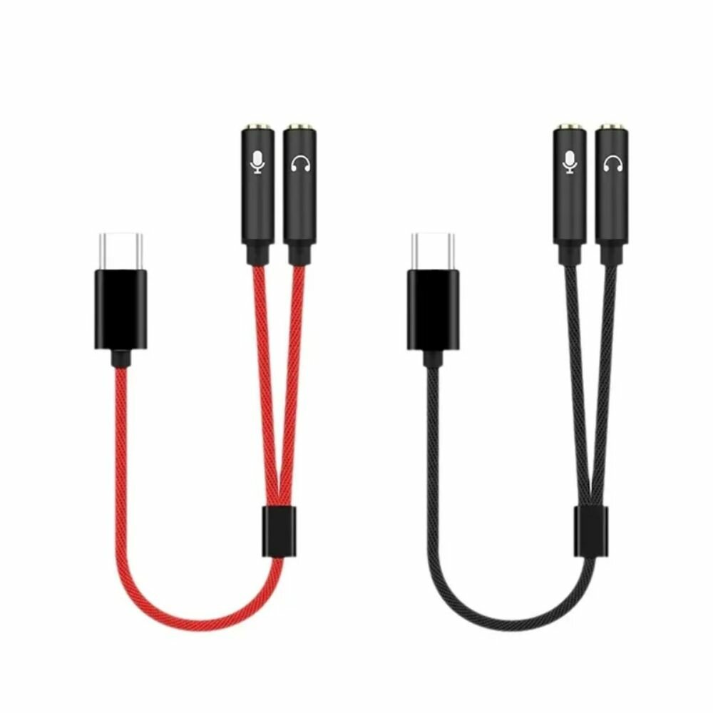 Универсальный адаптер 2-в-1 Type C — аудиоадаптер ЦАП, кабель для подключения микрофона и наушников для Samsung и iPhone 15-16, USB-конвертер C.