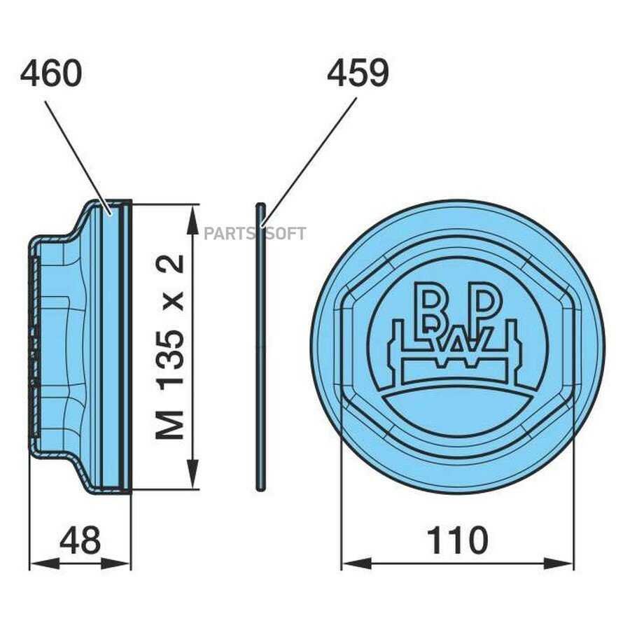 Колпак ступицы Eco 3 от официального дистрибьютора, BPW, артикул 0521225980