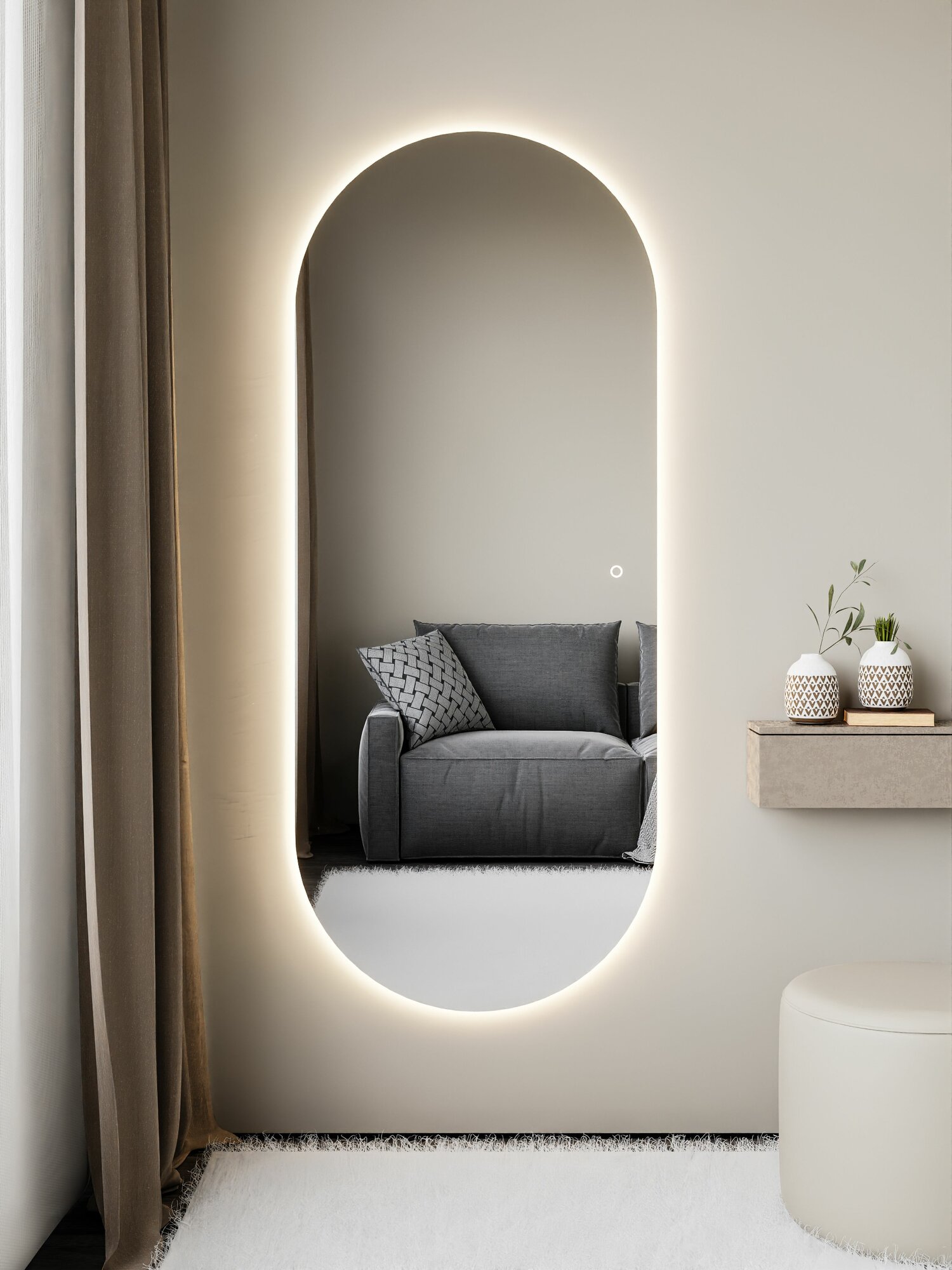 Зеркало настенное 170х70 см. BLX MIRROR М6 фигурное сенсорное