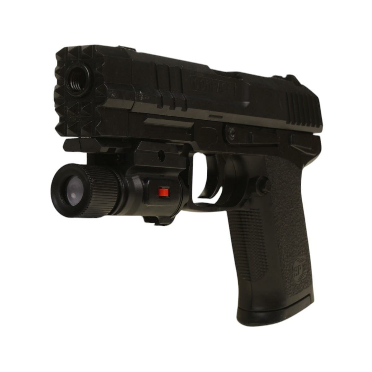 Пистолет пневматический "Compact" с глушителем и фонарем, черный, для детей от 3 лет